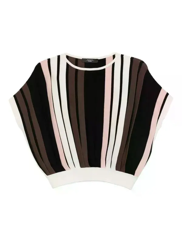 Max Mara Striped Batwing Top - Black