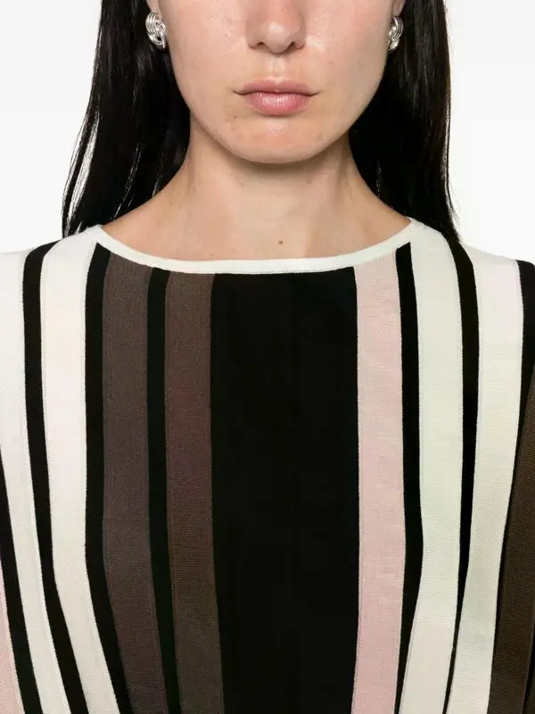 Max Mara Striped Batwing Top - Black