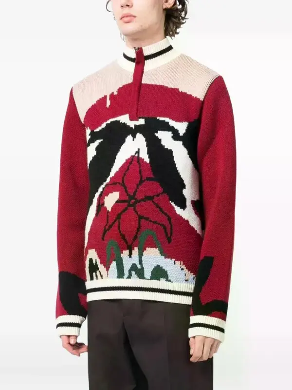 BETHANY WILLIAMS Abstract-floral Half-zip Sweater