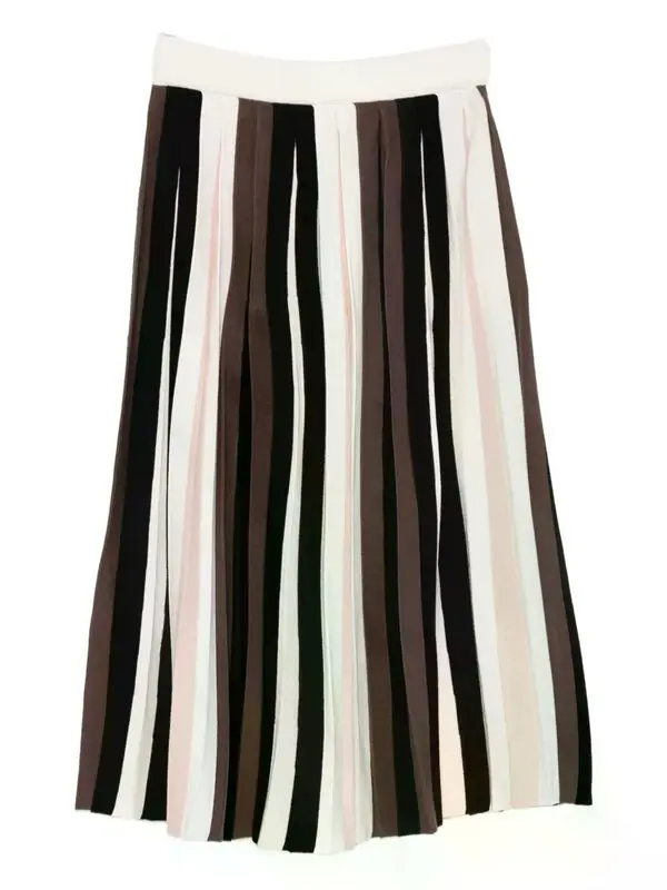 Max Mara Pleiadi Striped Pleated Skirt - Black
