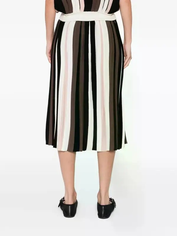 Max Mara Striped Pleated Midi Skirt