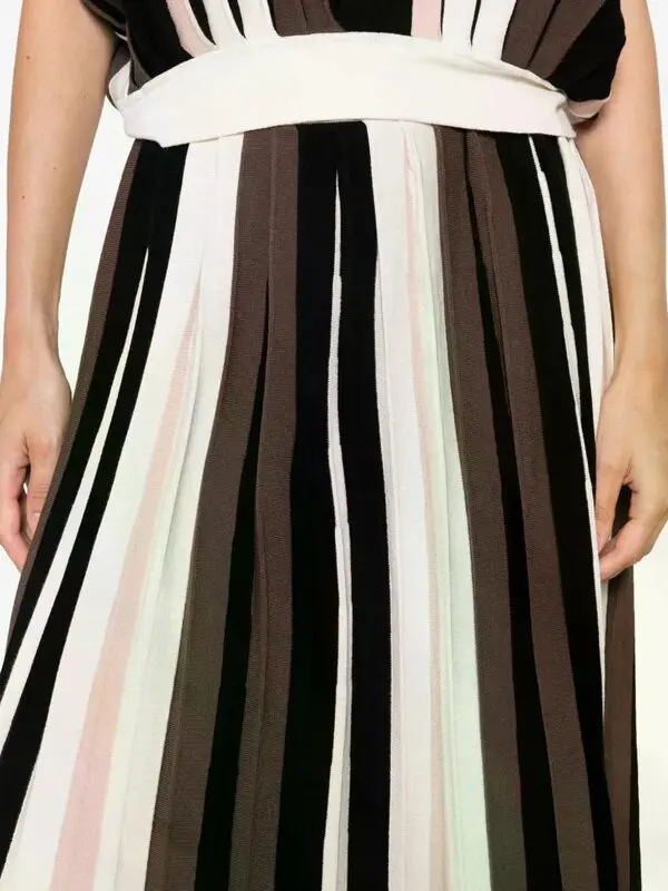 Max Mara Striped Pleated Midi Skirt