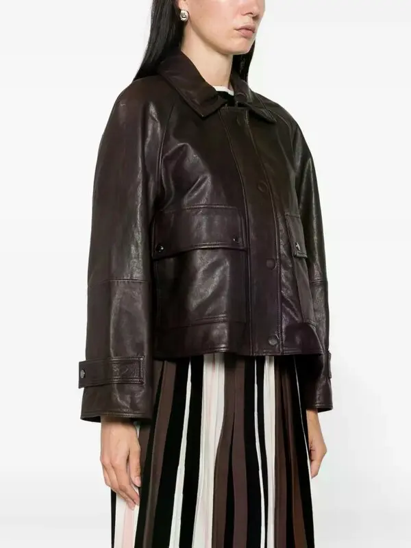 Max Mara Flap-pocket Leather Jacket