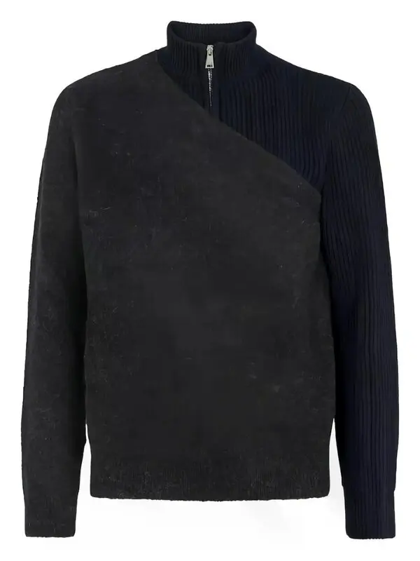Fendi Ribbed-collar Half-zip Sweater