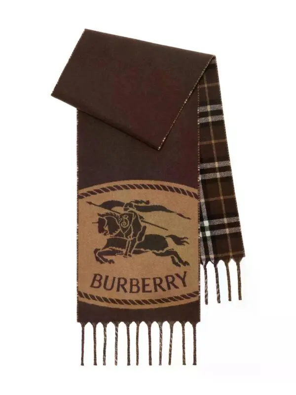 Burberry Knight-detail Checked Scarf - Brown