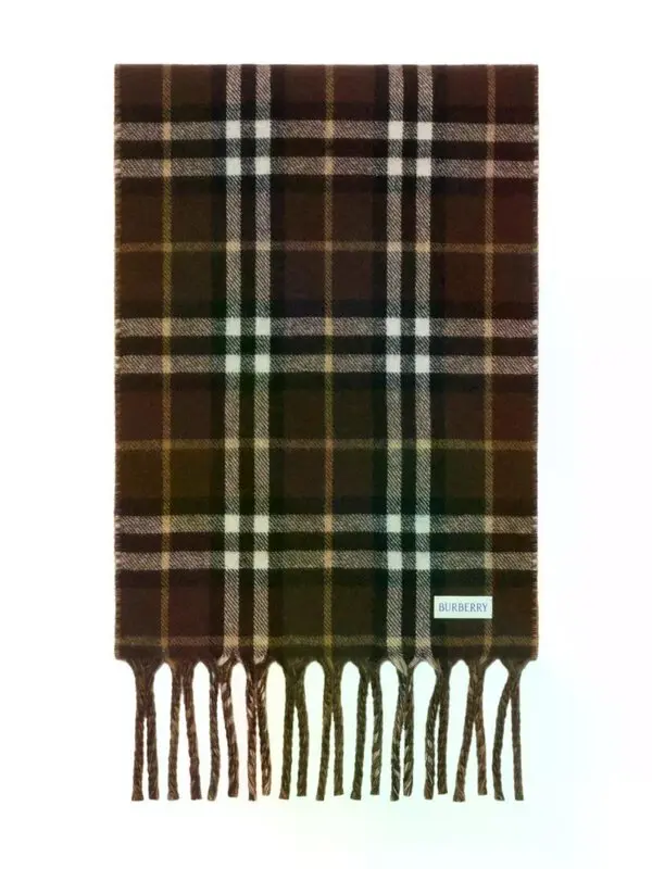 Burberry Knight-detail Checked Scarf - Brown