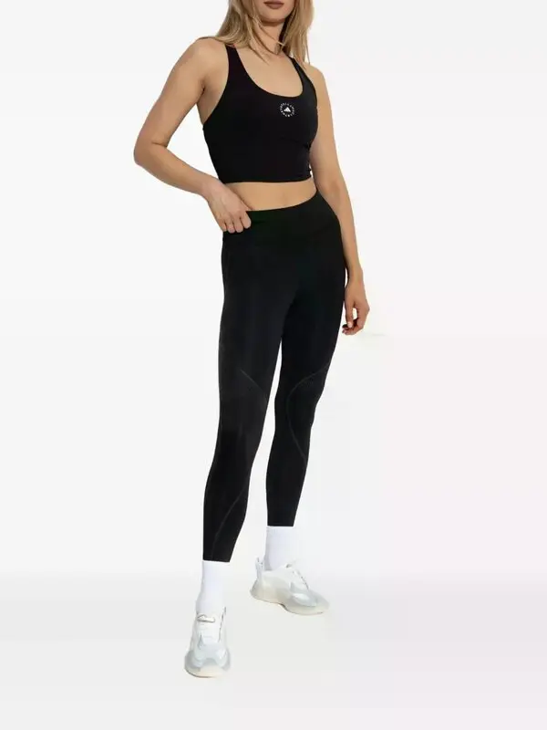 Adidas By Stella McCartney Racer-back Logo-print Top - Black