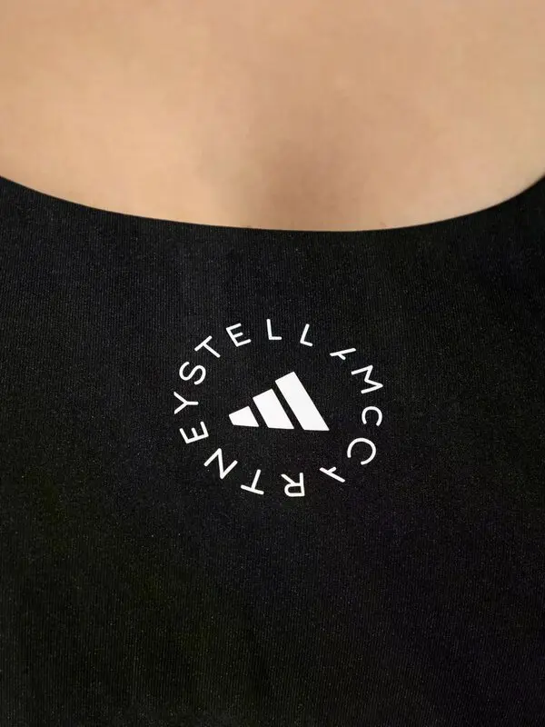 Adidas By Stella McCartney Racer-back Logo-print Top - Black
