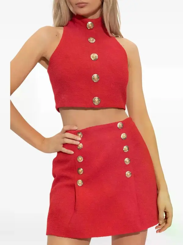 Balmain High-neck Button-detail Top