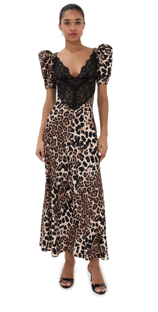 Rodarte Leopard Print Silk Satin Maxi Dress - Brown | Editorialist