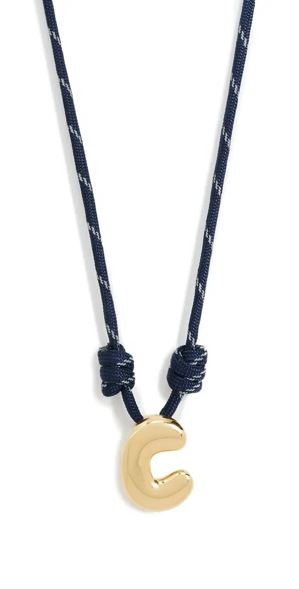 MARTHA CALVO Bubble Letter Wrap Lariat Necklace - C/navy