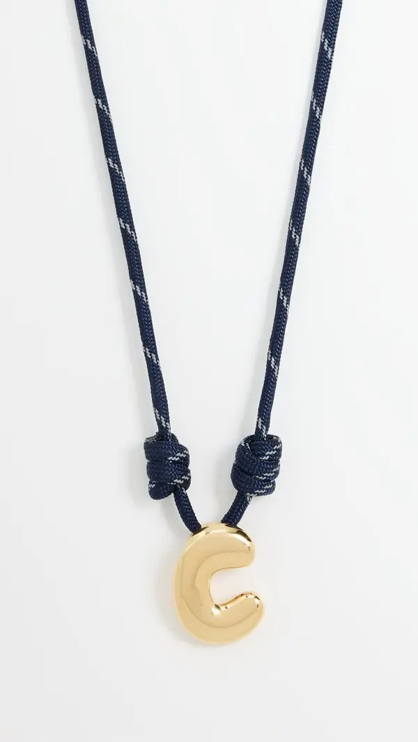 MARTHA CALVO Bubble Letter Wrap Lariat Necklace - C/navy