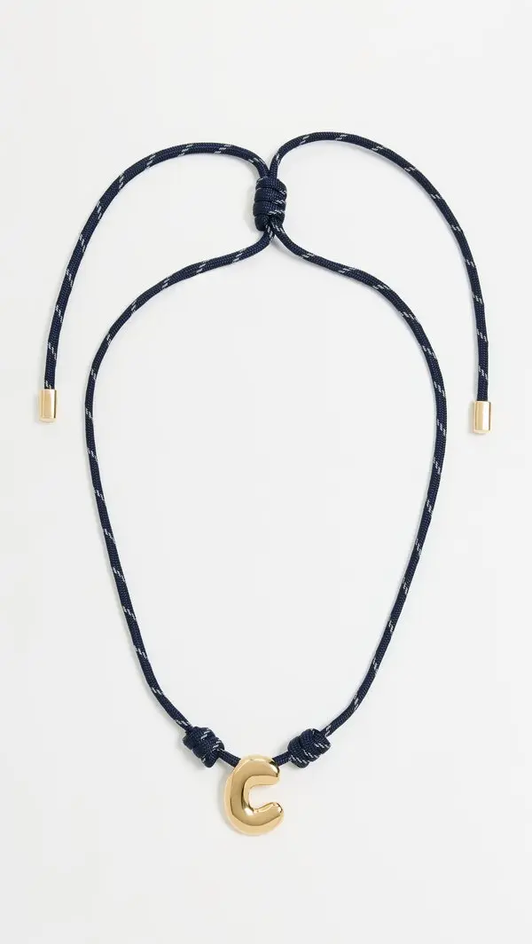 MARTHA CALVO Bubble Letter Wrap Lariat Necklace - C/navy