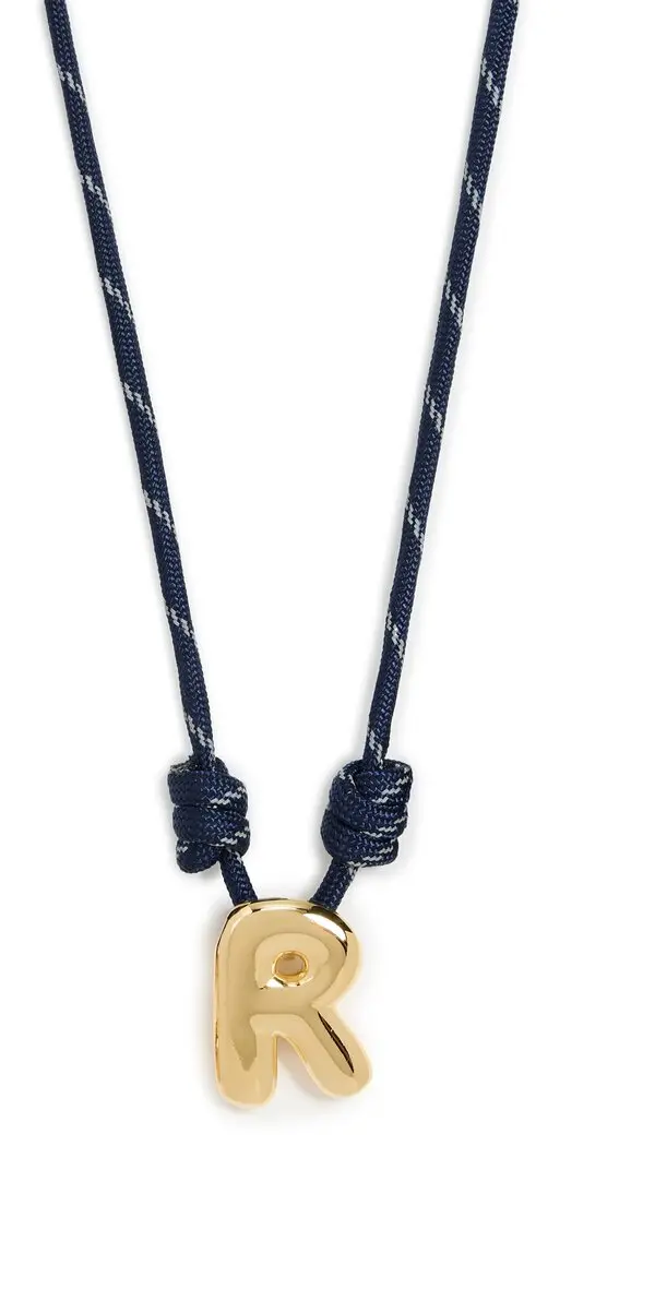 MARTHA CALVO Bubble Letter Wrap Lariat Necklace - R/navy