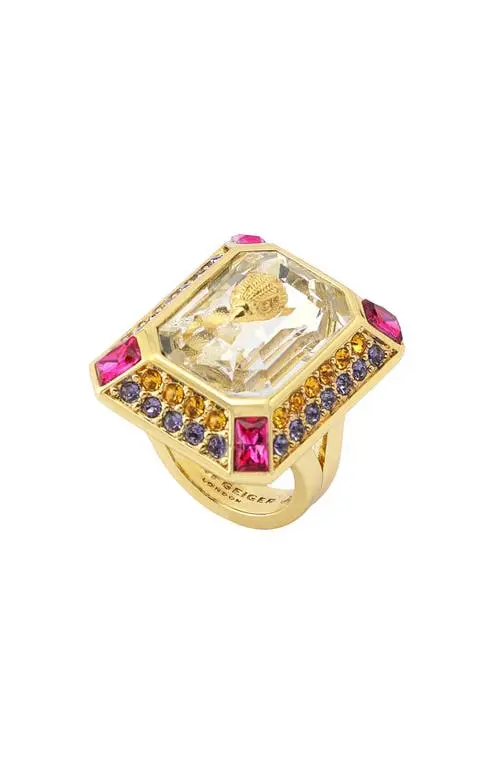 Kurt Geiger Stone Enamel Cocktail Ring - Pink