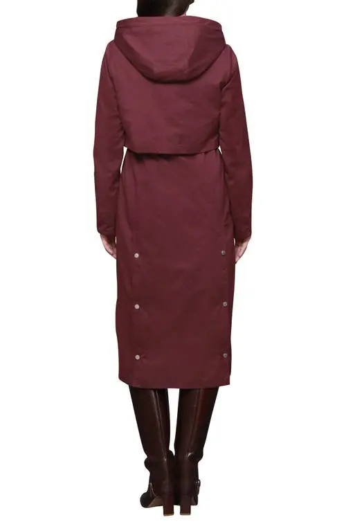 Avec Les Filles Hooded Maxi Rain Anorak - Burgundy