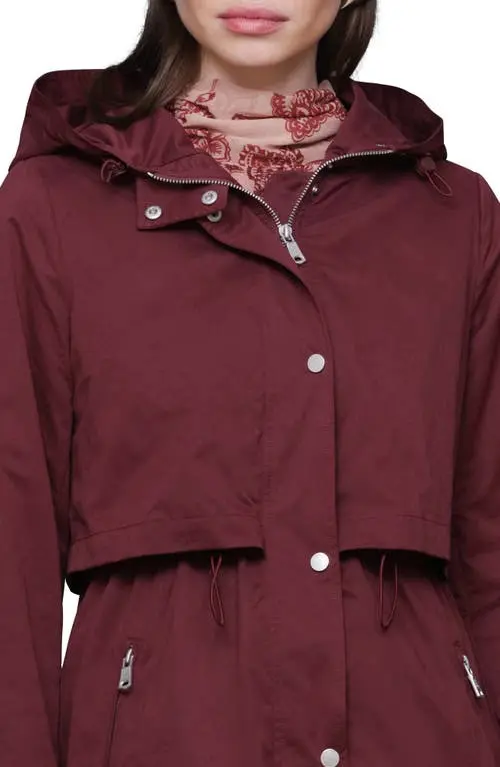 Avec Les Filles Hooded Maxi Rain Anorak - Burgundy
