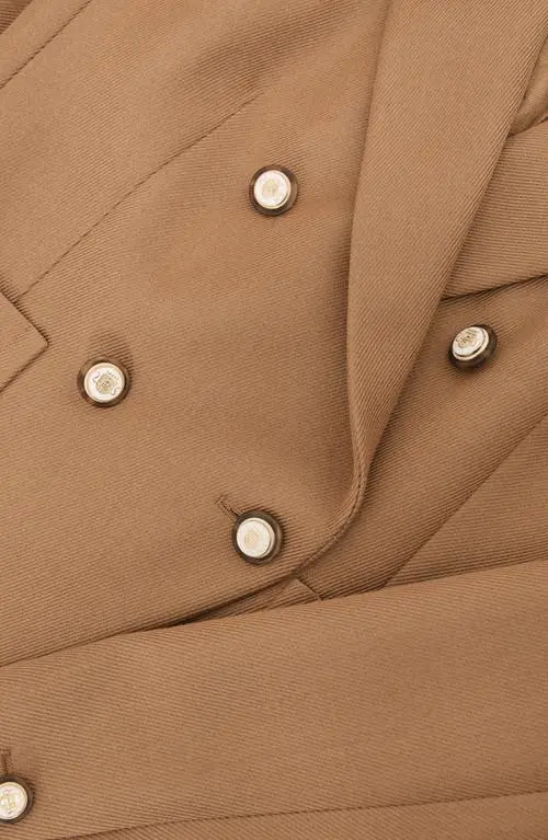 REISS Gigi Double Breasted Twill Blazer - Camel