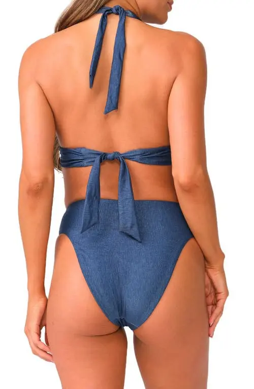 PQ SWIM Joyce Metallic Ruched Bikini Top