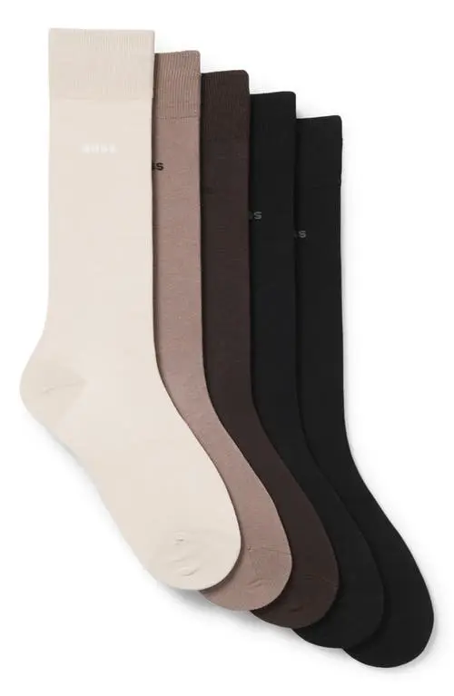 BOSS Assorted 5-pack Crew Socks - Black/brown/beige