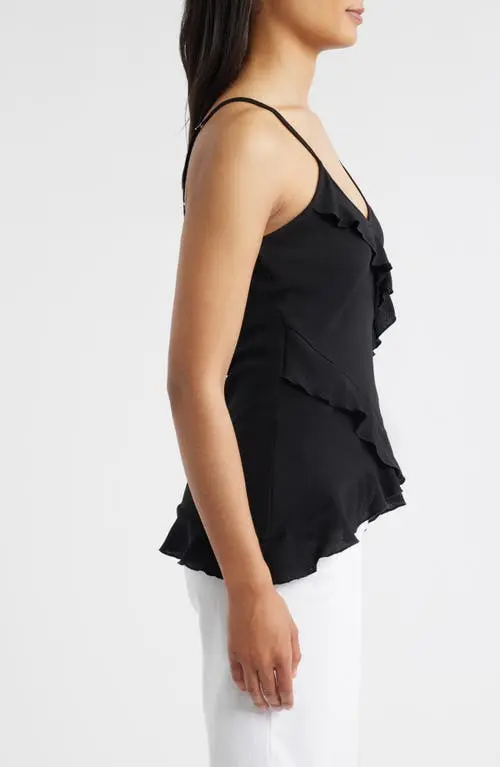 Loveappella Ruffle Crepe Camisole - Black