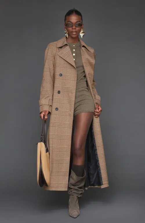Avec Les Filles Oversized Plaid Maxi Trench Coat