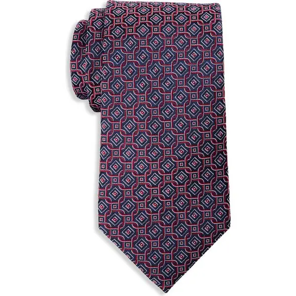 OAK HILL PREMIUM BY DXL Tonal Geometric Link Silk Tie - Navy