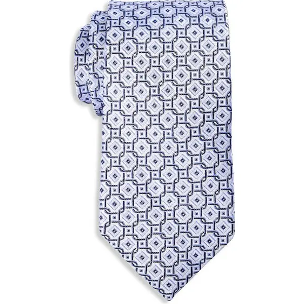 OAK HILL PREMIUM BY DXL Tonal Geometric Link Silk Tie - White