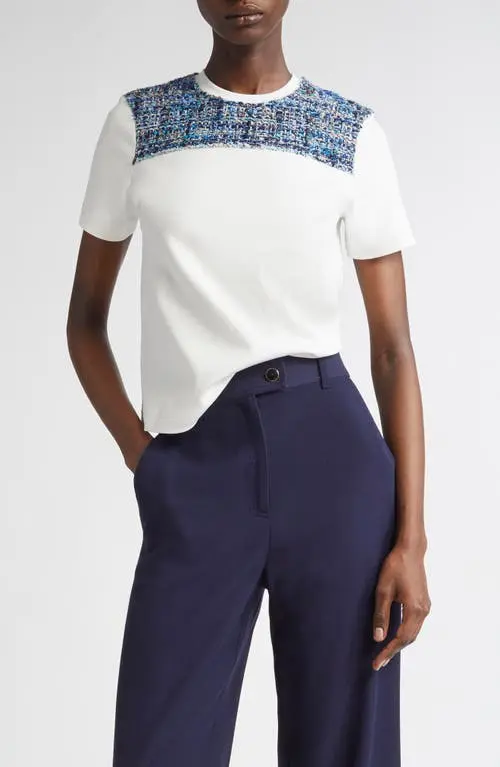 St. John Jersey T-shirt With Tweed Detail
