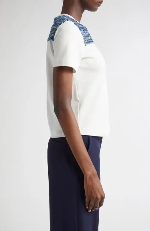 St. John Jersey T-shirt With Tweed Detail
