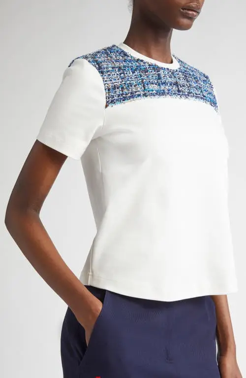 St. John Jersey T-shirt With Tweed Detail