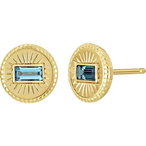 Bony Levy Stud Earrings - 14k Gold/london Blue Topaz