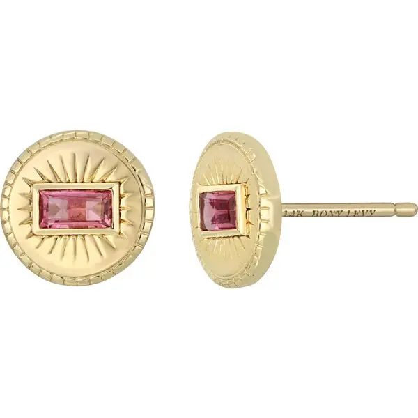 Bony Levy Stud Earrings - 14k Gold/pink Tourmaline