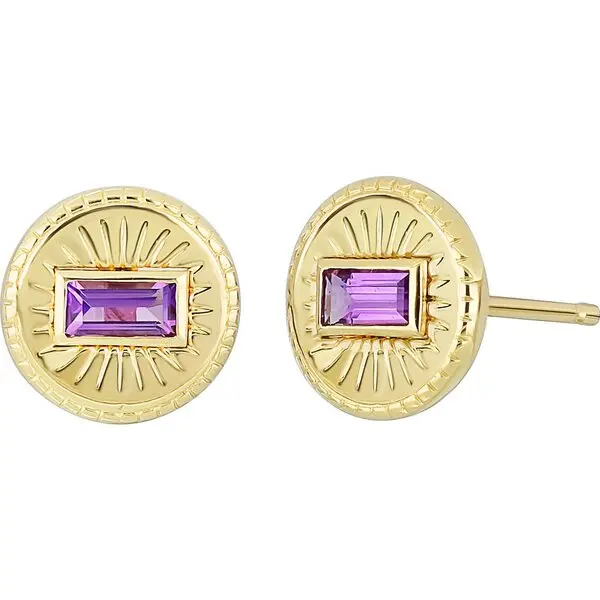 Bony Levy Stud Earrings - 14k Gold/purple Amethyst