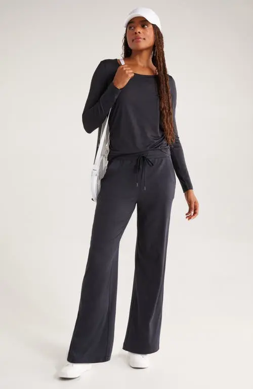 Zella Straight Leg Drawstring Pants - Black