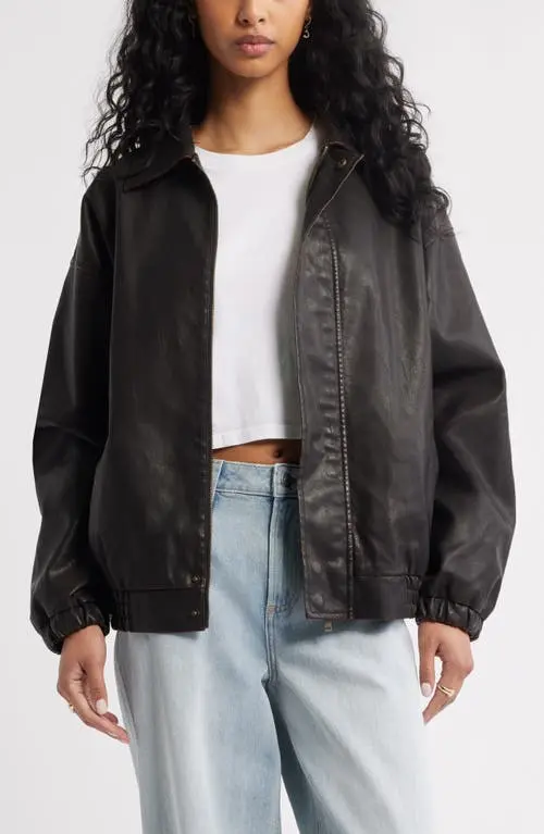 Bp. Oversized Faux Leather Jacket - Brown