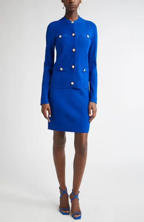 St. John Pointelle Ribbed Knit Sheath Dress In Cobalt - 64% Off |  Editorialist