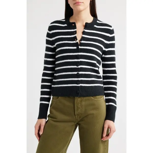 Madewell Kensington Cardigan - White And Black Stri