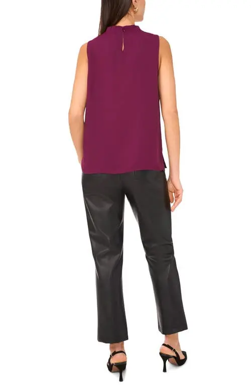 Vince Camuto Pleated Mock Neck Sleeveless Top - Pickled Beet