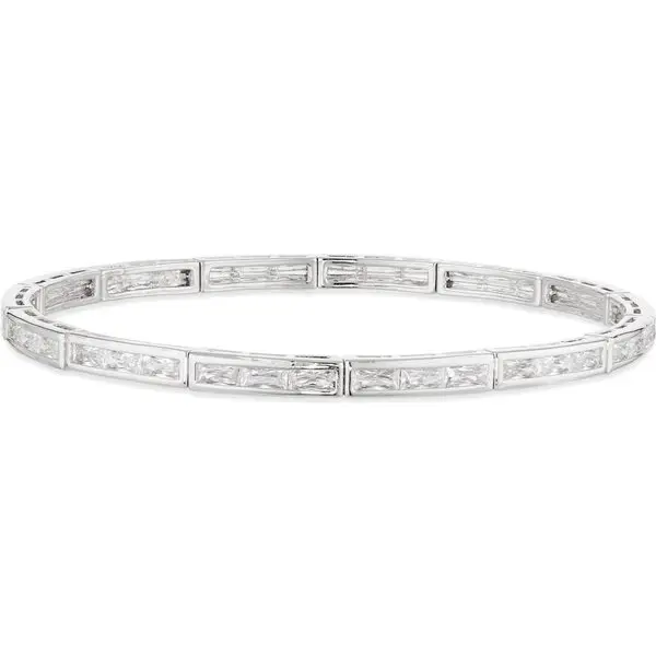 Nordstrom Demi Fine Cubic Zirconia Stretch Bracelet - Clear- Silver