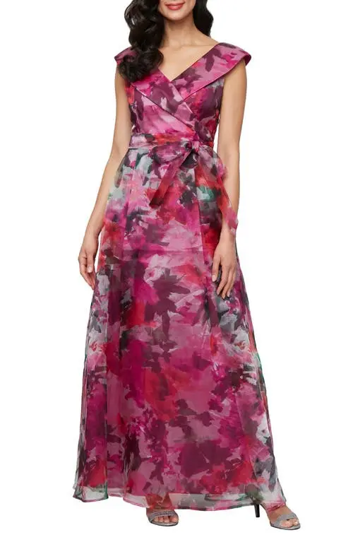 green emerald velvet dress Alex Evenings Petite Cascade Ruffle Long Sleeveless Dress Women's Dress Buff : 8p