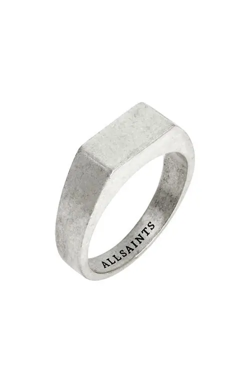 ALLSAINTS Rectangle Flat Signet Ring - Warm Silver