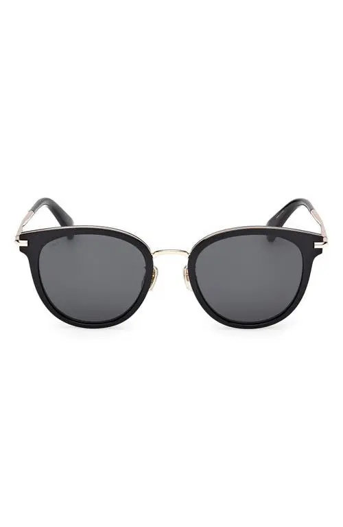 Max Mara 54mm Round Frame Sunglasses - Shiny Black / Smoke
