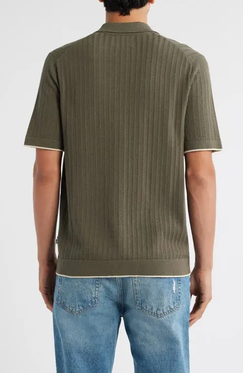 Nn07 Nalo 6561 Short Sleeve Knit Cotton Button-up Shirt - Capers