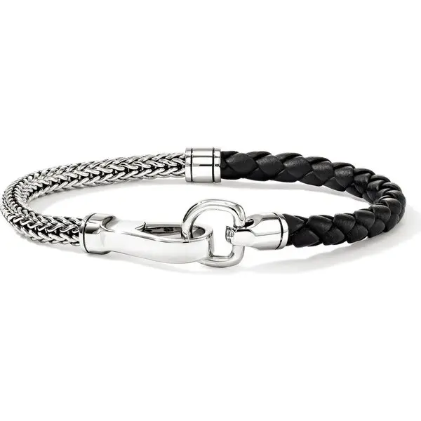 John Hardy Braided Leather And Chain Bracelet - Silver/ Black