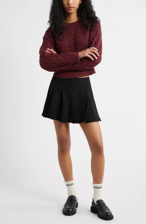 Bp. Cable Pullover Sweater - Burgundy Tannin