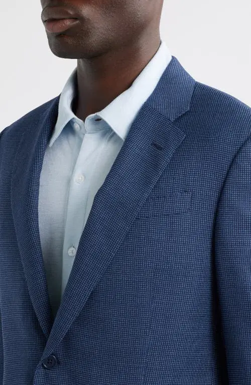 Emporio Armani Textured Microcheck Virgin Wool Blazer