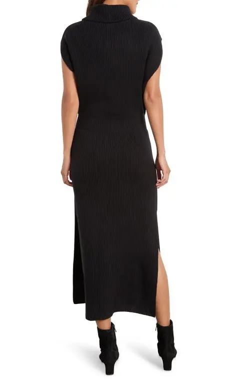 Splendid Madeline Rib Turtleneck Maxi Sweater Dress - Black