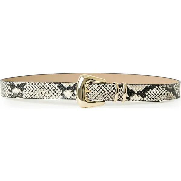 B-low The Belt Milan Python Print Leather Belt - White/ Gold