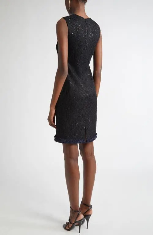 St. John Sequin Tweed Knit Sleeveless Dress